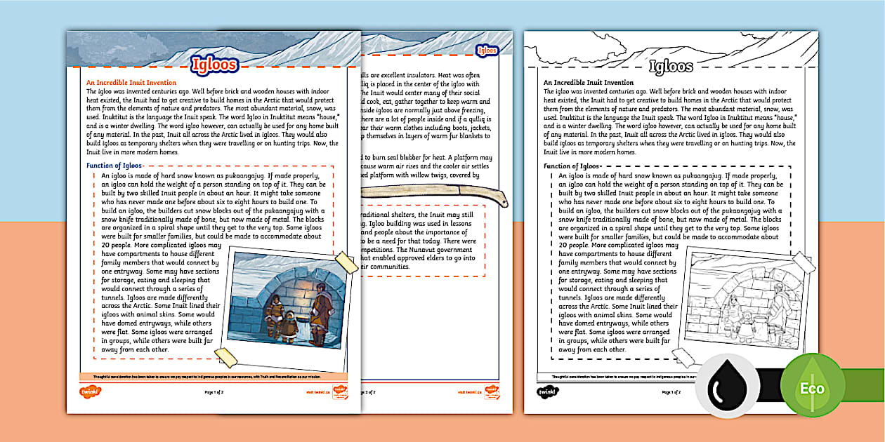 Igloo Facts | Reading Resource | Twinkl CA (teacher made)