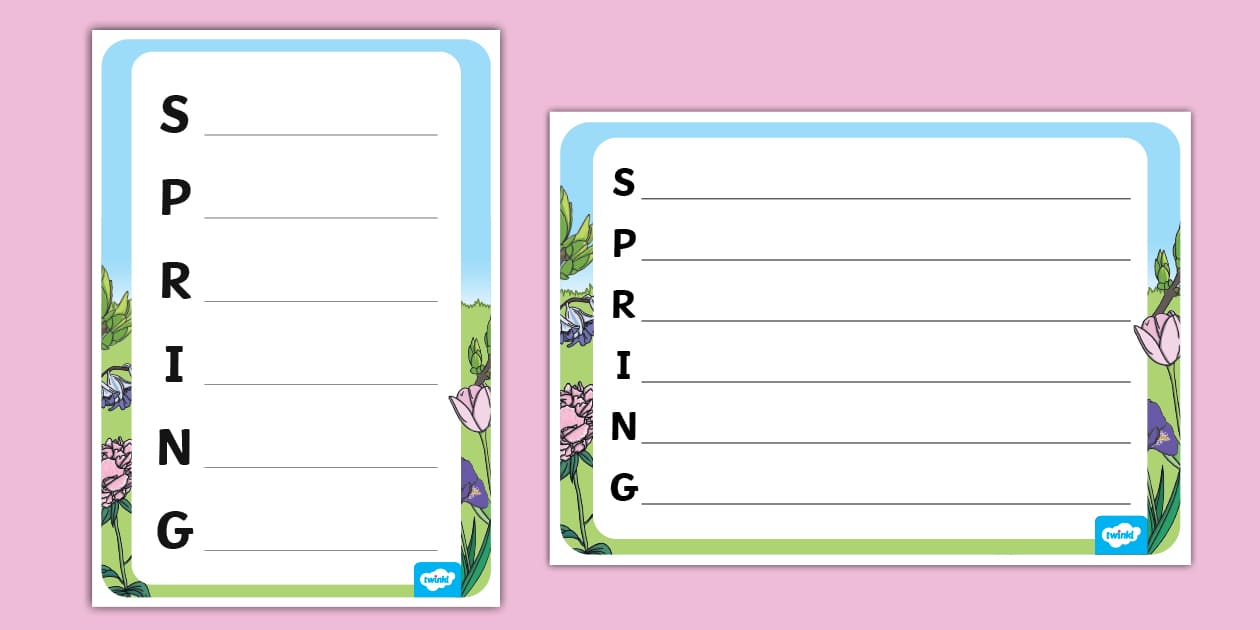 Spring Acrostic Poem Worksheet | English Resource - Twinkl