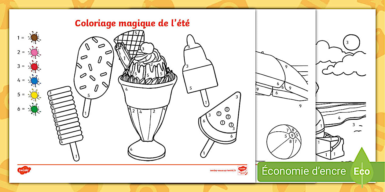 Coloriage magique de l'été jusque 10, 15 et 20 - Twinkl