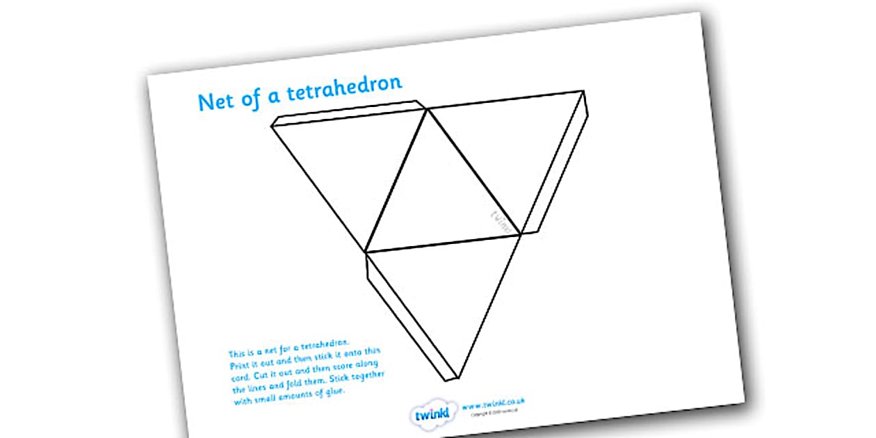 Tetrahedron Template Printable | 3D Shapes | Maths - Twinkl