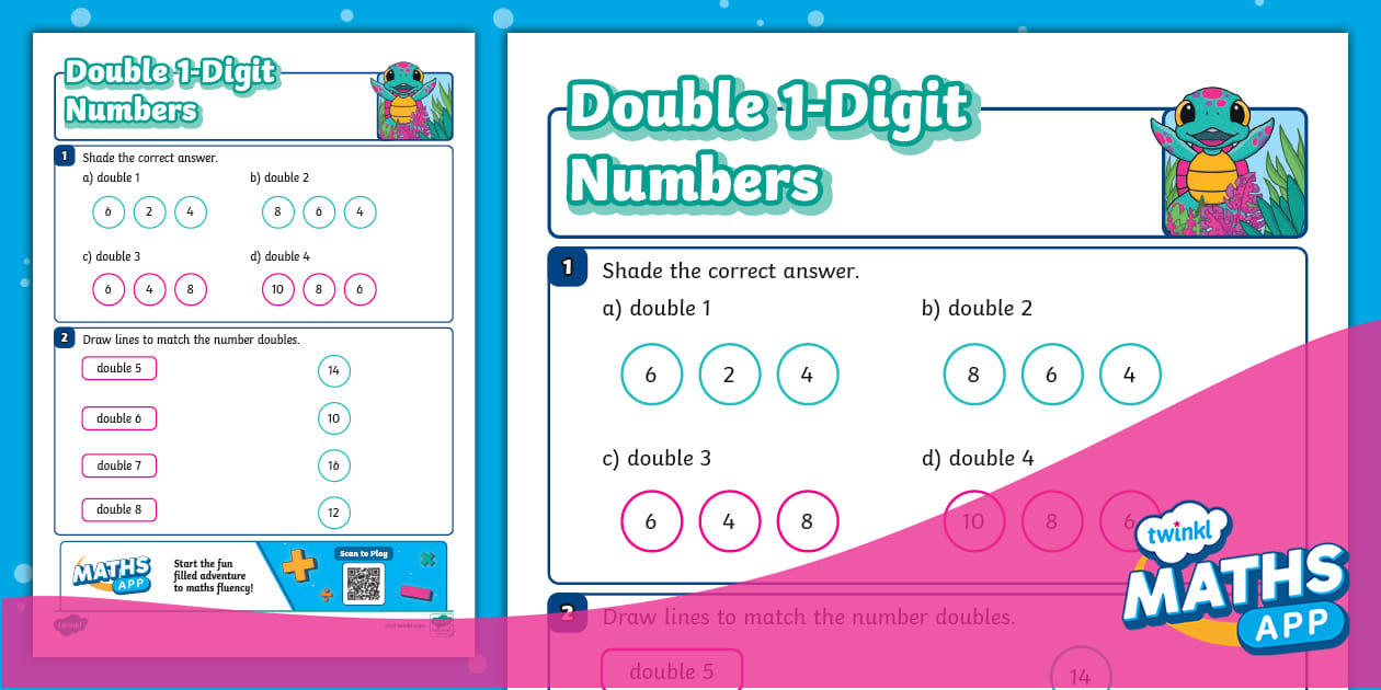 👉 Year 1 Double 1-Digit Numbers Skill Safari Activity Sheet