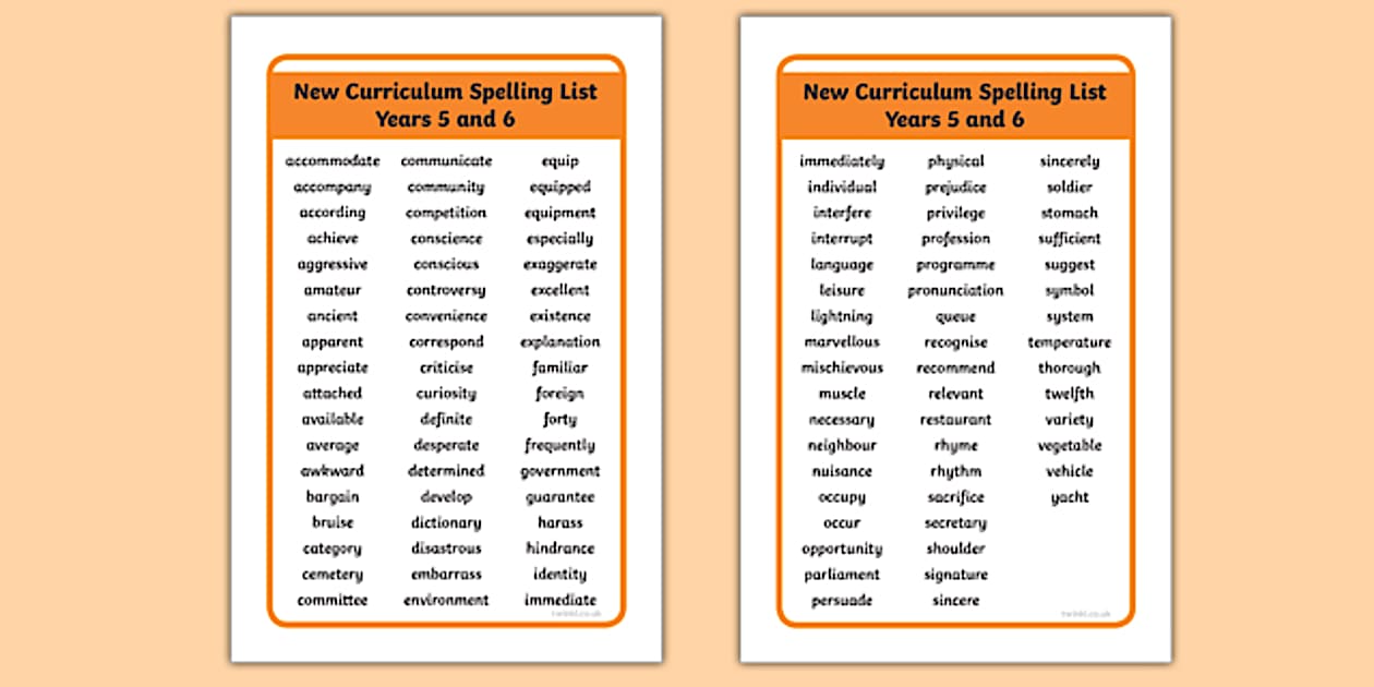 2014 National Curriculum Spelling List Years 5 and 6 Tolsby/Fiestad