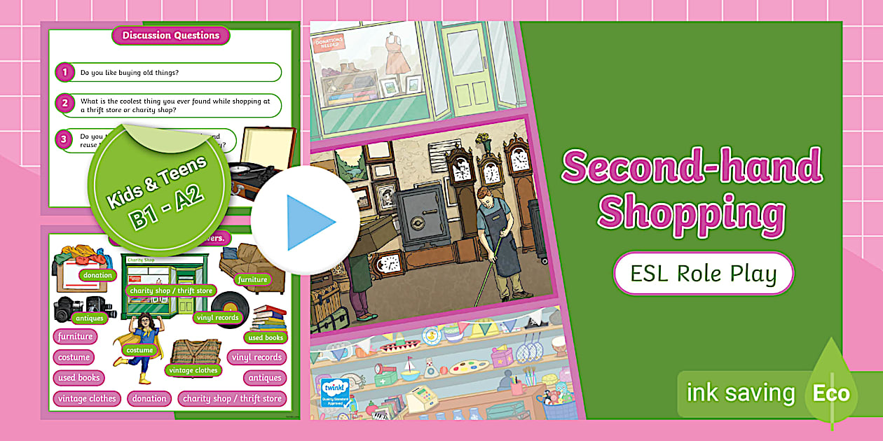 ESL Roleplay: Secondhand Shopping [Teens, A2-B1] - Twinkl