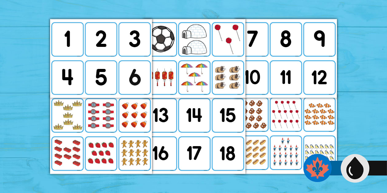 Number and Quantity Matching Cards 1-20 French - Twinkl