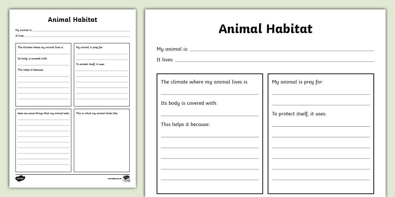 Animal Habitat Worksheet (teacher made) - Twinkl