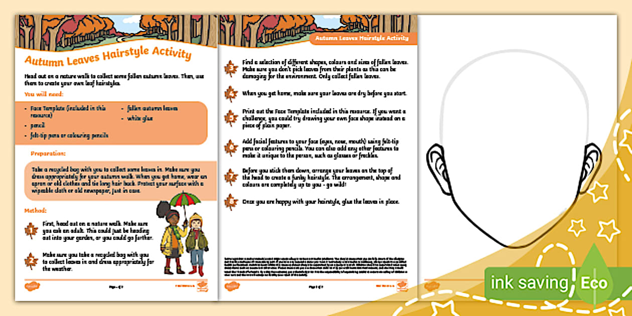 Autumn Leaves Hairstyle Activity (teacher made) - Twinkl