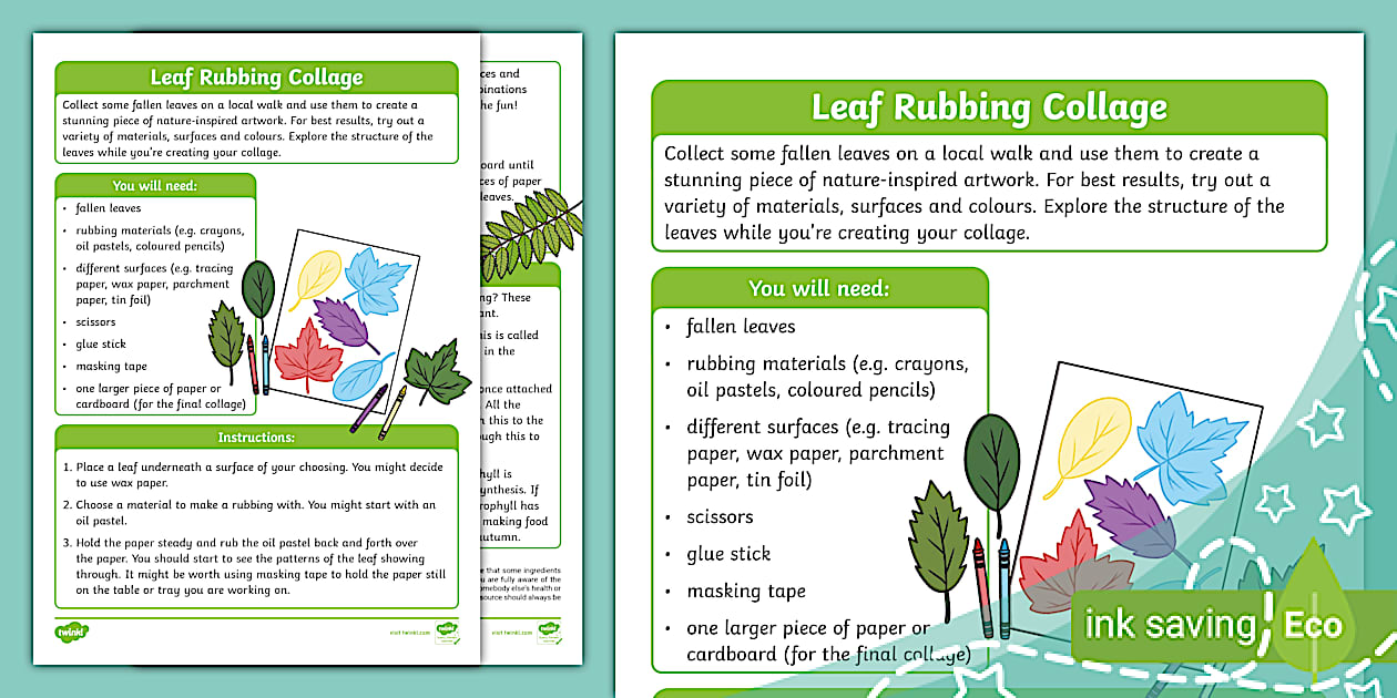 Leaf Rubbing Collage (teacher made) - Twinkl