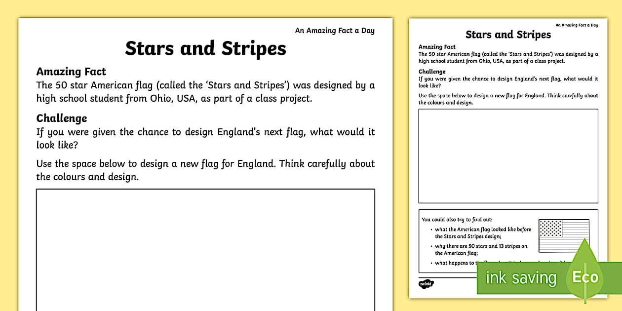 Stars and Stripes Flag Design Worksheet / Worksheet - Twinkl