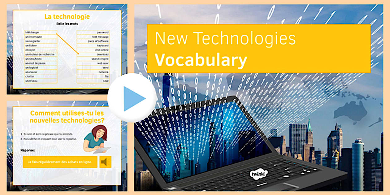 New Technology Vocabulary PowerPoint French - Twinkl