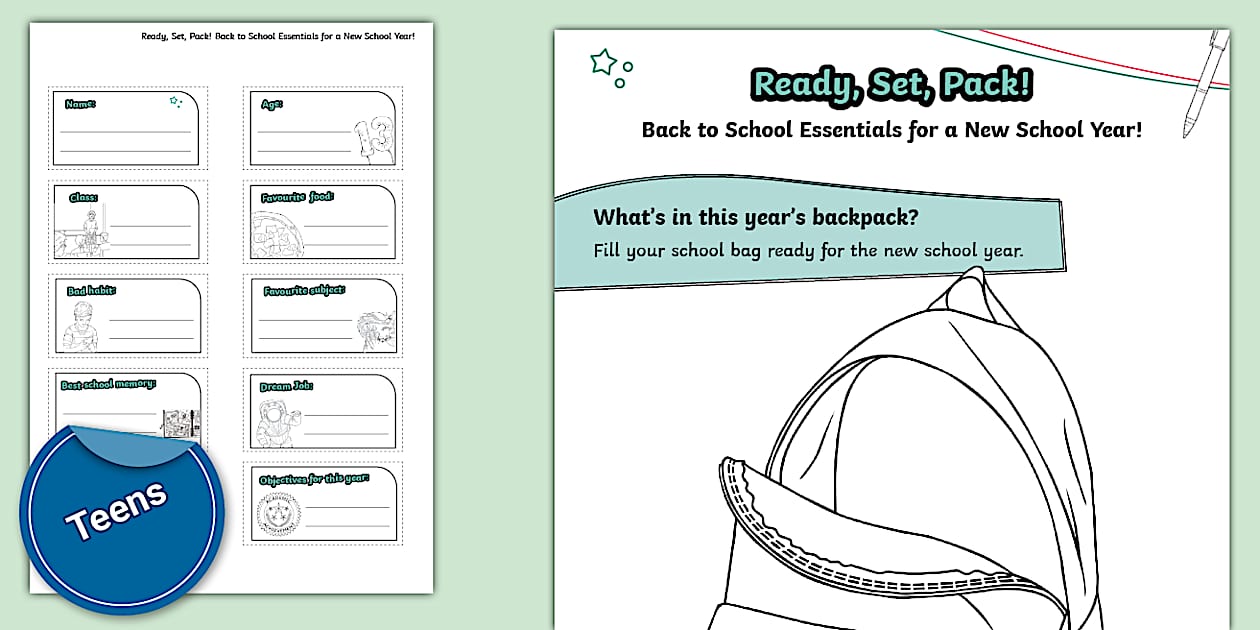 Twinkl All About Me Backpack: Ready, Set, Pack! for teens