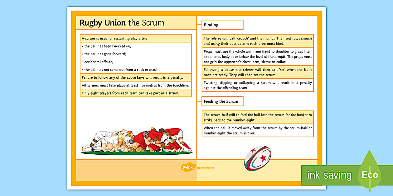 Black and White Rugby Law Cards: Scrum (teacher made)