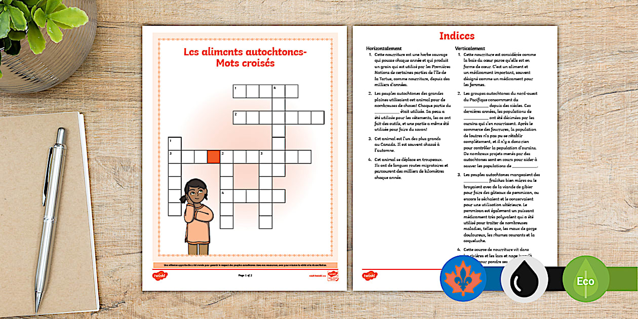 Indigenous Foods Crossword French