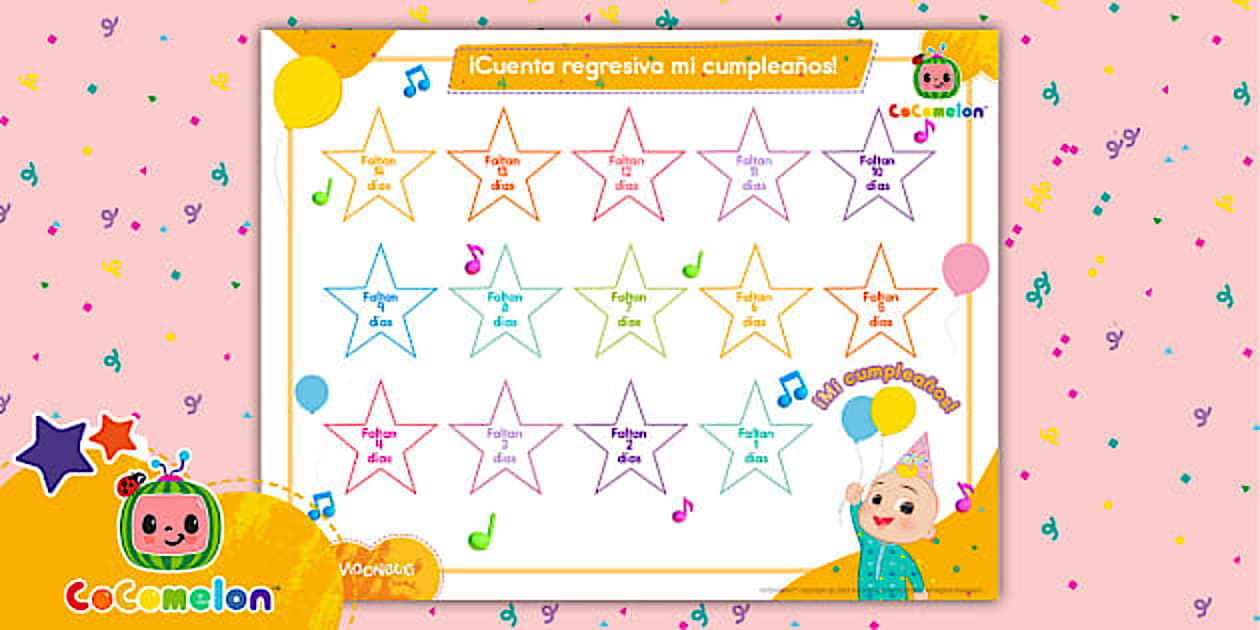 FREE! - GRATIS Cocomelon: Pósters de cuenta atrás para cumpleaños