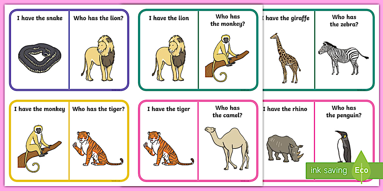 Zoo Animal Vocabulary Loop Cards
