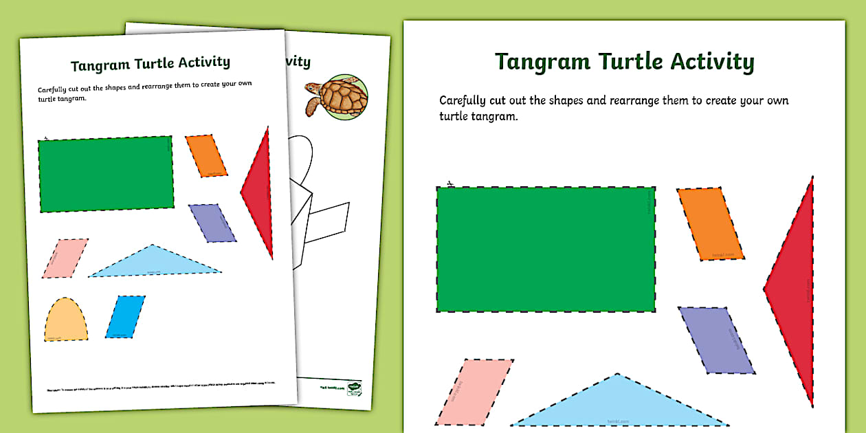 👉 Tangram Turtle Activity Puzzle (Teacher-Made) - Twinkl