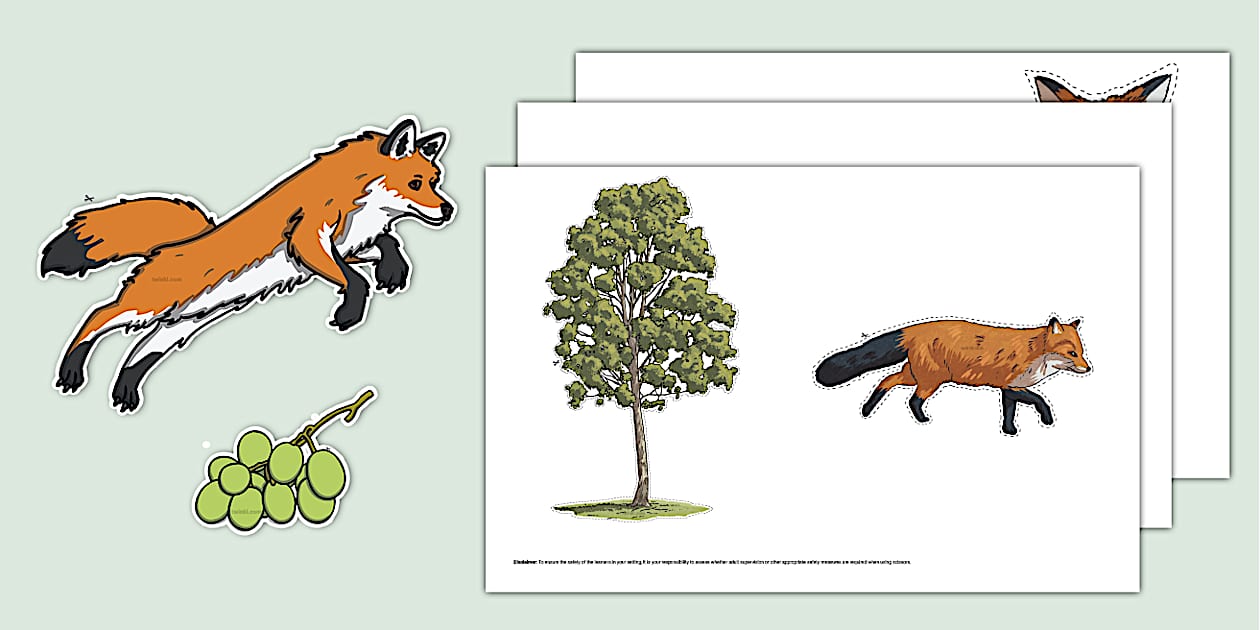The Fox and the Grapes Cut-Outs (teacher made) - Twinkl