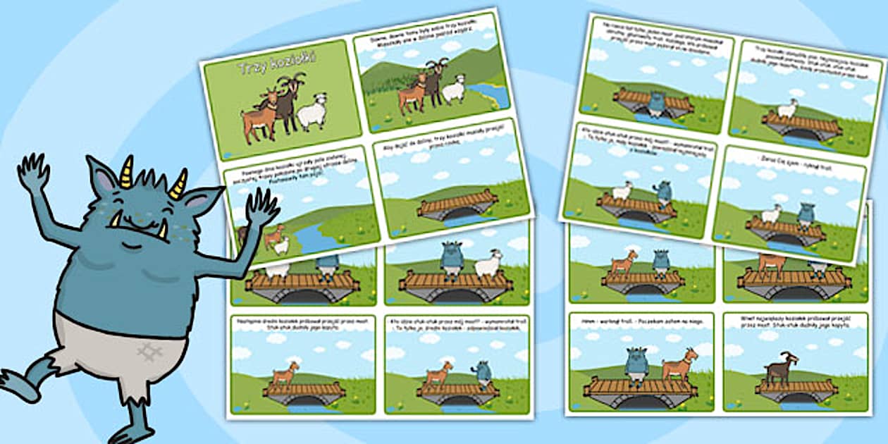 Black and White The Three Billy Goats Gruff Story Sequencing 4 Per A4 ...
