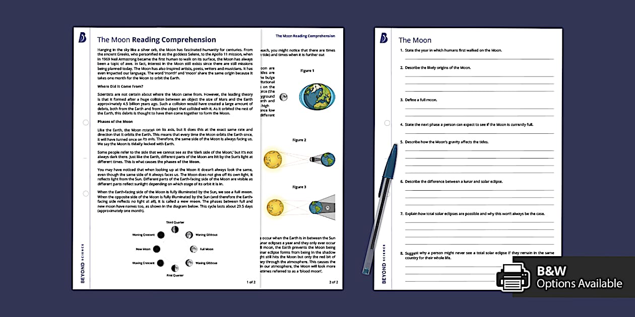 The Moon Reading Comprehension (professor feito) - Twinkl