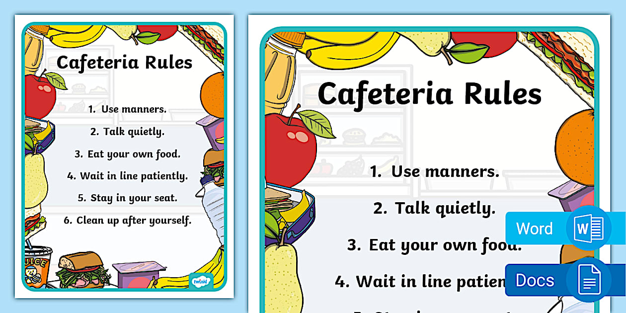 Editable Cafeteria Rules Poster for Schools