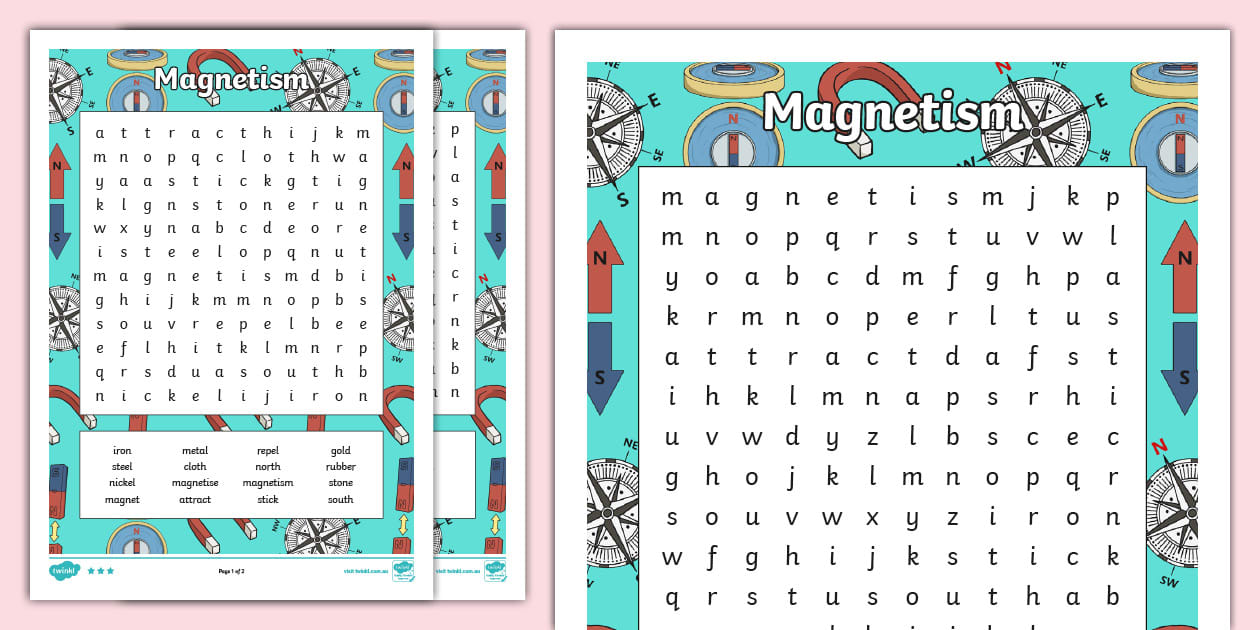 Magnetism Word Search - Twinkl