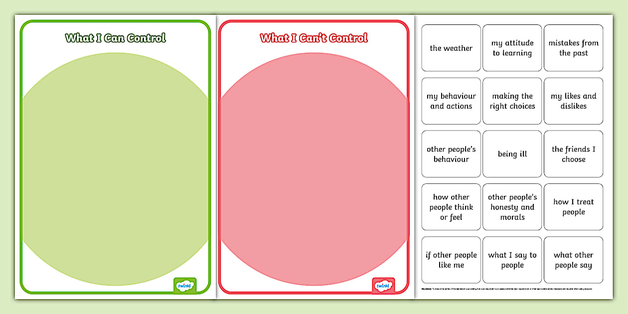 My Circle of Control Activity Sheet (Teacher-Made) - Twinkl