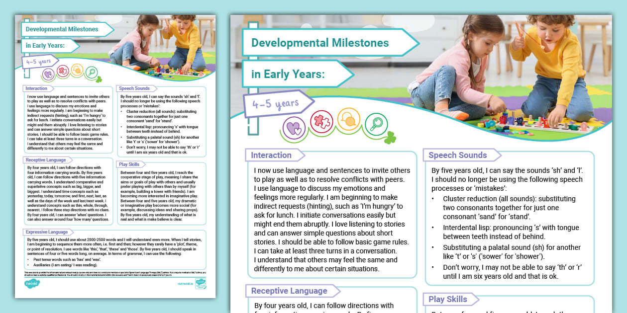 Developmental Milestones: 4-5 Years (teacher made) - Twinkl