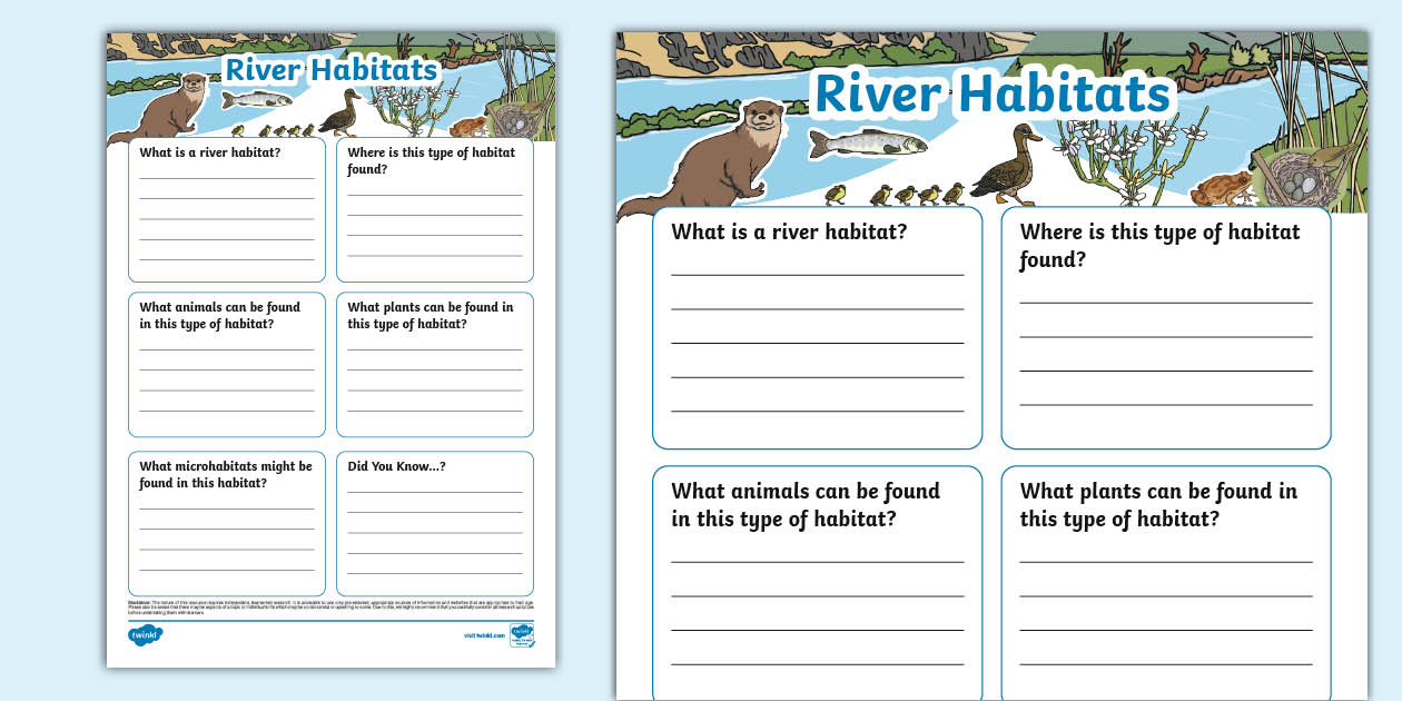 River Habitats Fact File Template - Twinkl