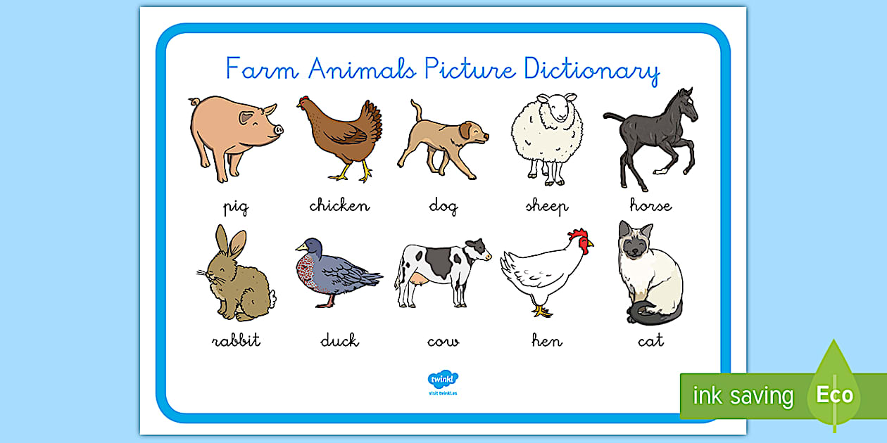 A1 Diccionario de imágenes: Animales de la granja en inglés