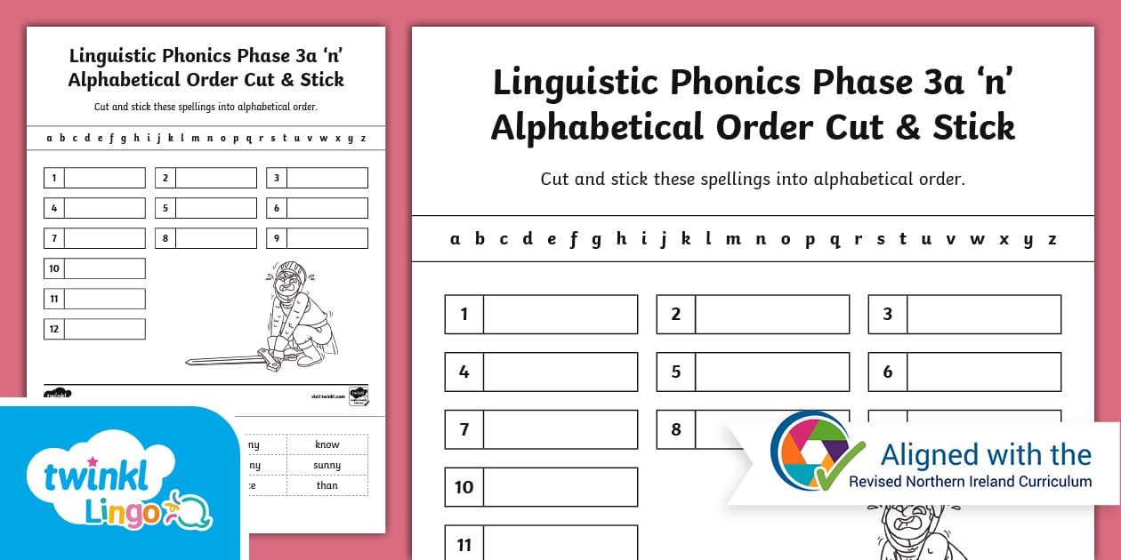 Linguistic Phonics Phase 3a 'n' Alphabetical Order