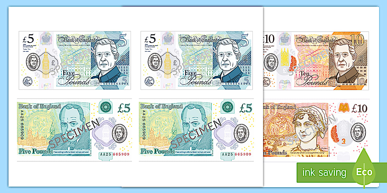 Maths Intervention Realistic Size Banknotes