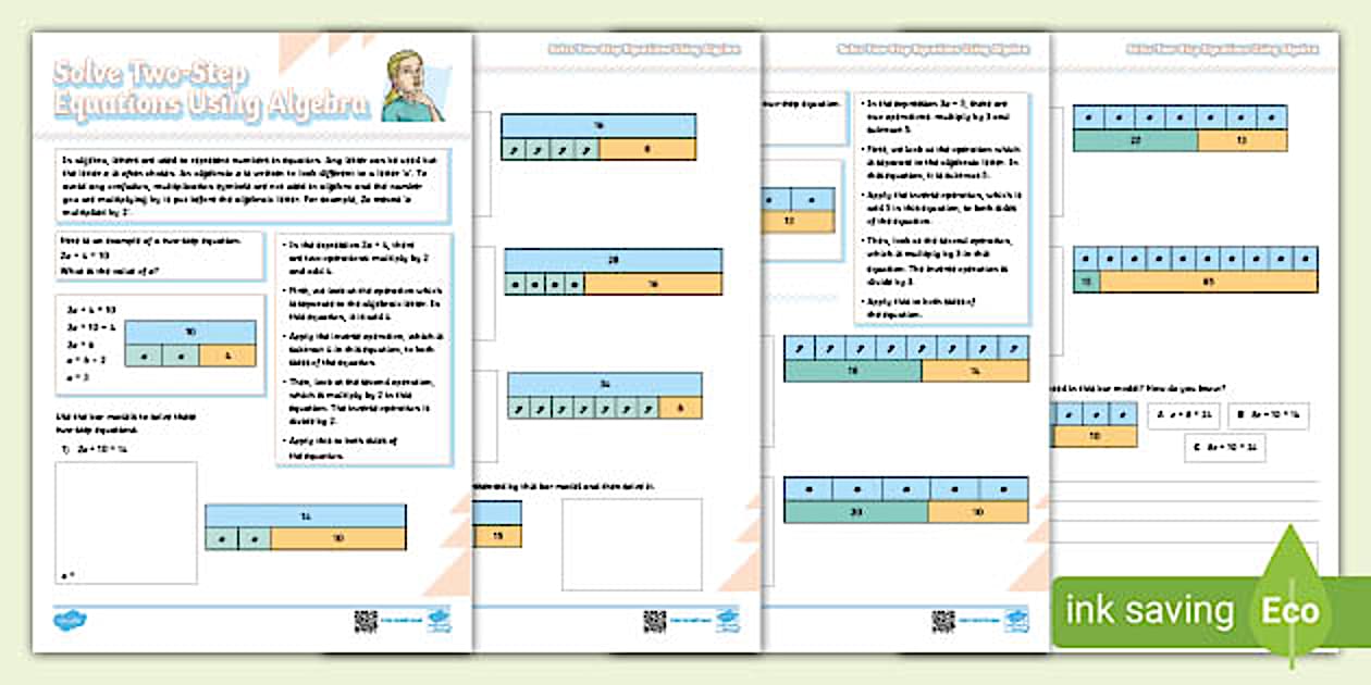 👉 Y6 Maths Solve Two-Step Equations Using Algebra Activity