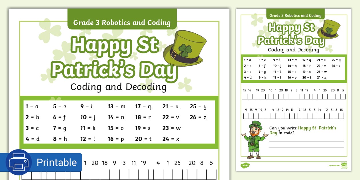 Grade 3 St Patrick's Day Encoding and Decoding - Twinkl