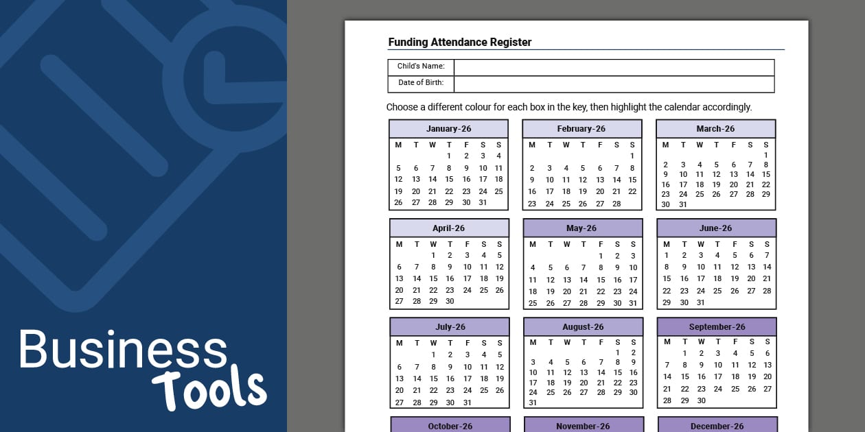 Early Years Funding 2026 Annual Attendance Register