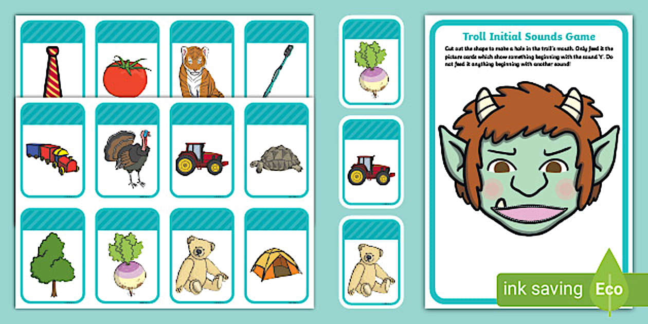 Troll Initial Sounds Game: Letter t (teacher made) - Twinkl