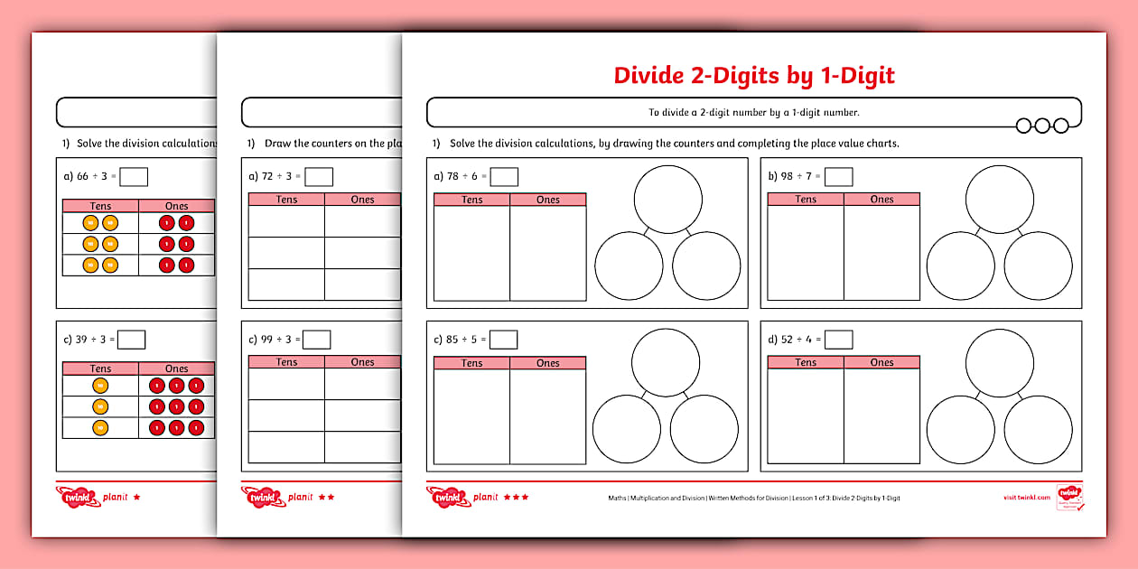👉 Divide 2-Digits by 1-Digit Maths Activity Sheets