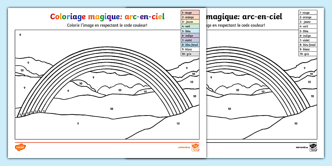 Coloriage magique : arc-en-ciel (teacher made) - Twinkl