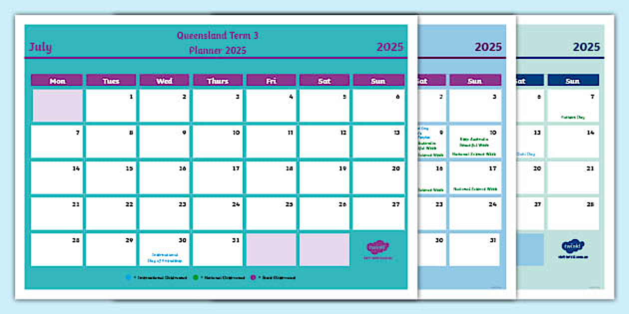 Queensland Term 3 Calendar (teacher made) - Twinkl