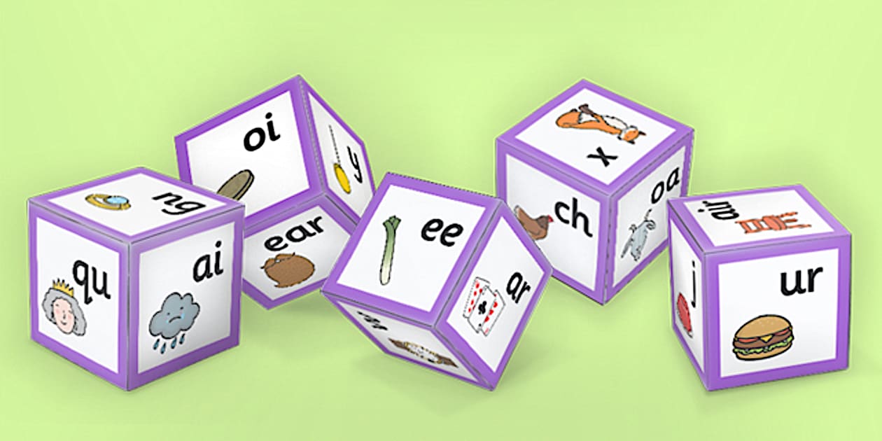 Phase 3 Phoneme Sounds with Images Dice Nets (teacher made)