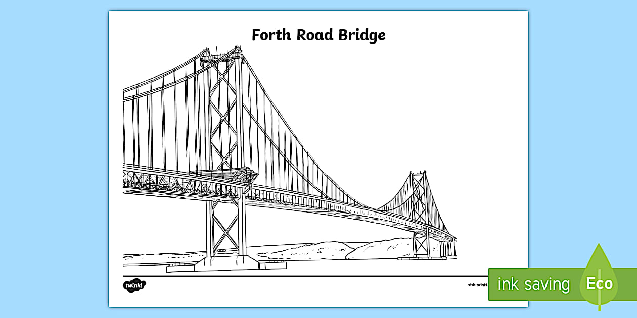Forth Road Bridge Colouring Page (teacher made) - Twinkl