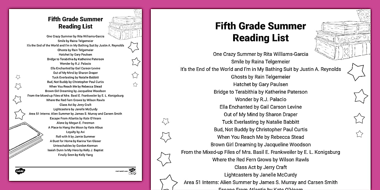 5th Grade Summer Reading List | 5th Grade Resource | Twinkl