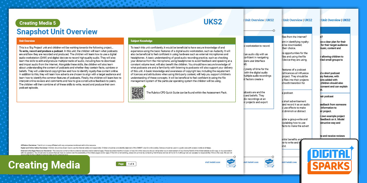 Digital Sparks: Creating Media 5: Snapshot Unit Overview