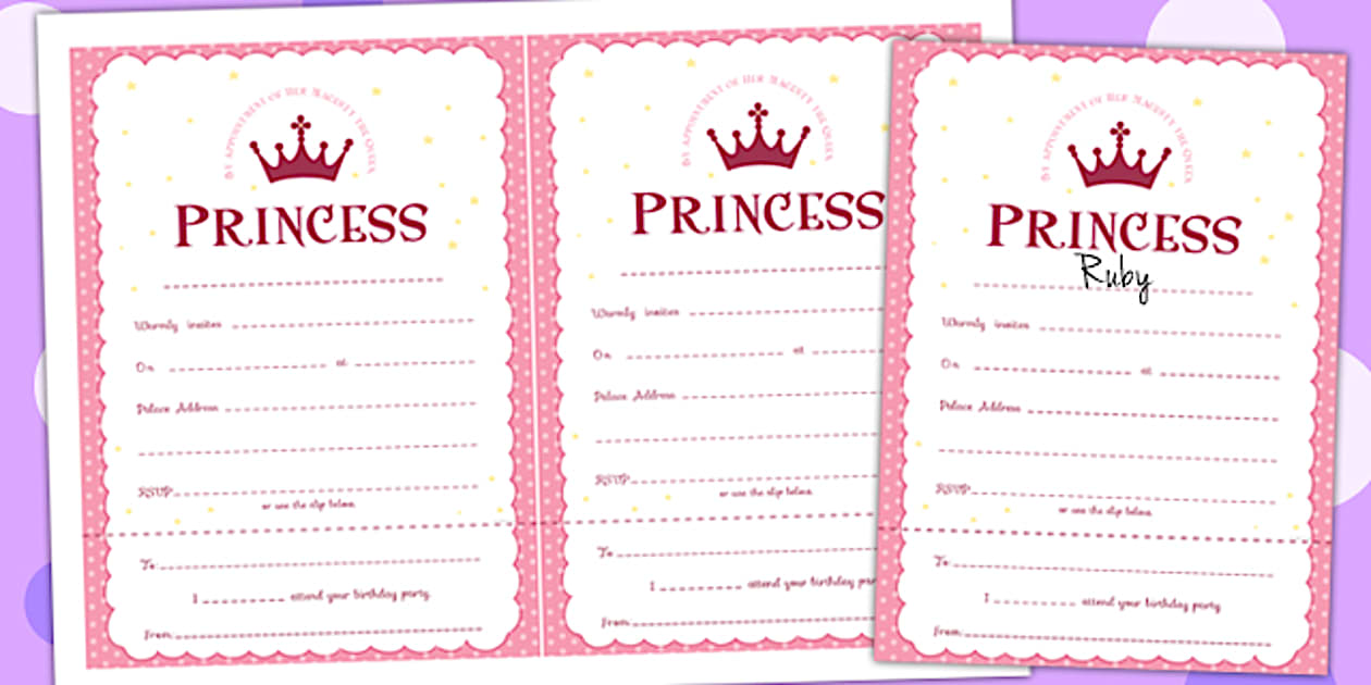 Editable Princess Themed Birthday Party Invitations - Twinkl