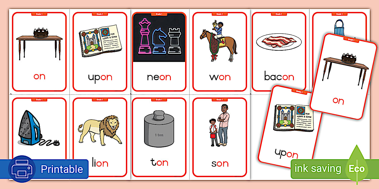 Grade 1 Phonics: -on Flashcards - Twinkl