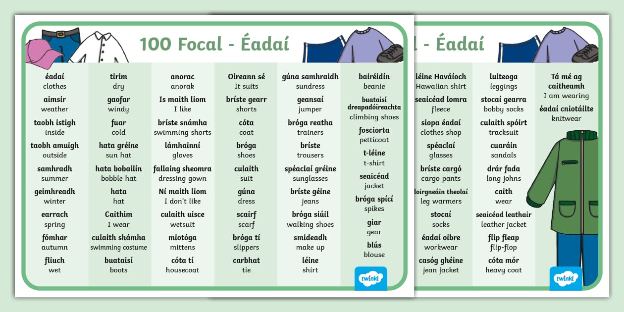 Éadaí (teacher made) - Twinkl