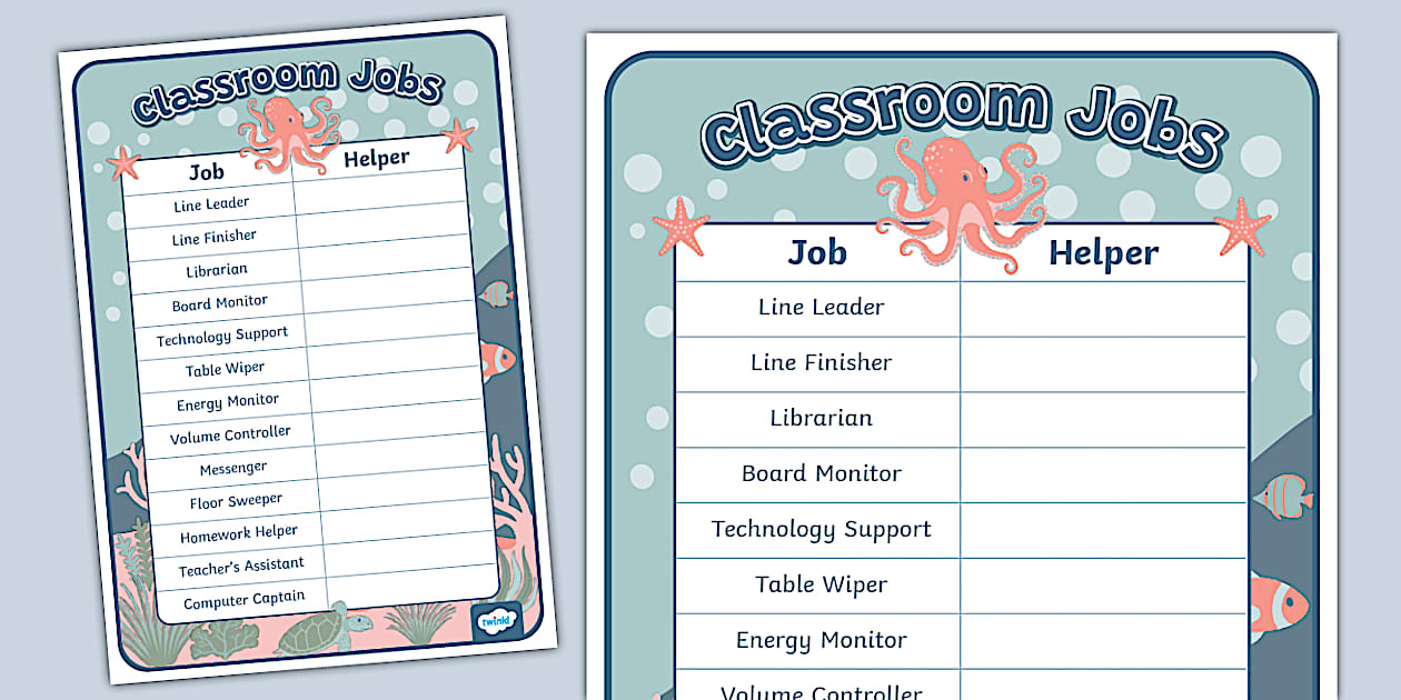 Under the Sea-Themed Classroom Jobs Display Poster - Twinkl