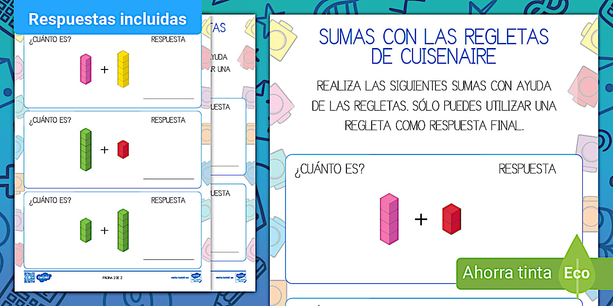 Ficha de actividad: Sumas con regletas para imprimir