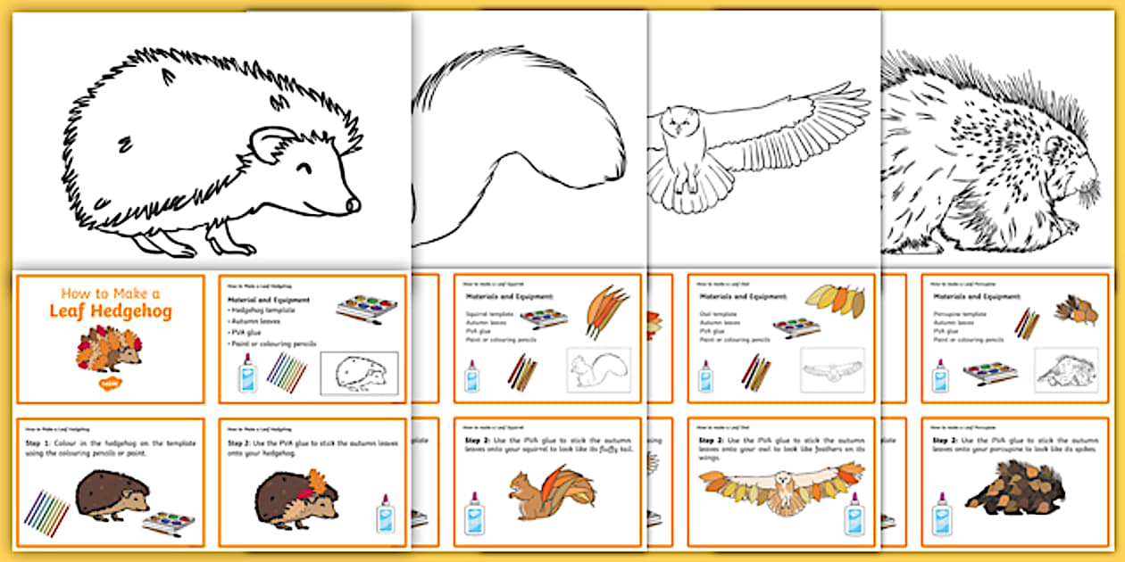 Teacher-Made Autumn Animal Outdoor Leaf Craft Activites