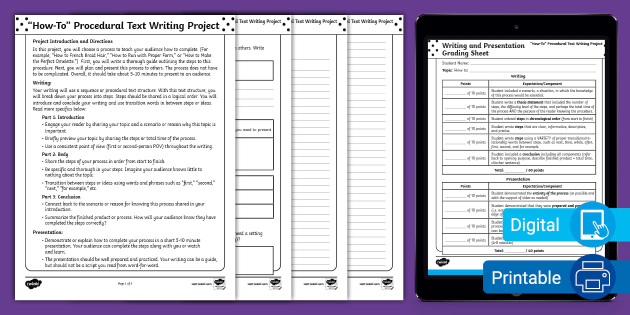 Sixth Grade “How To” Procedural Text Writing Project