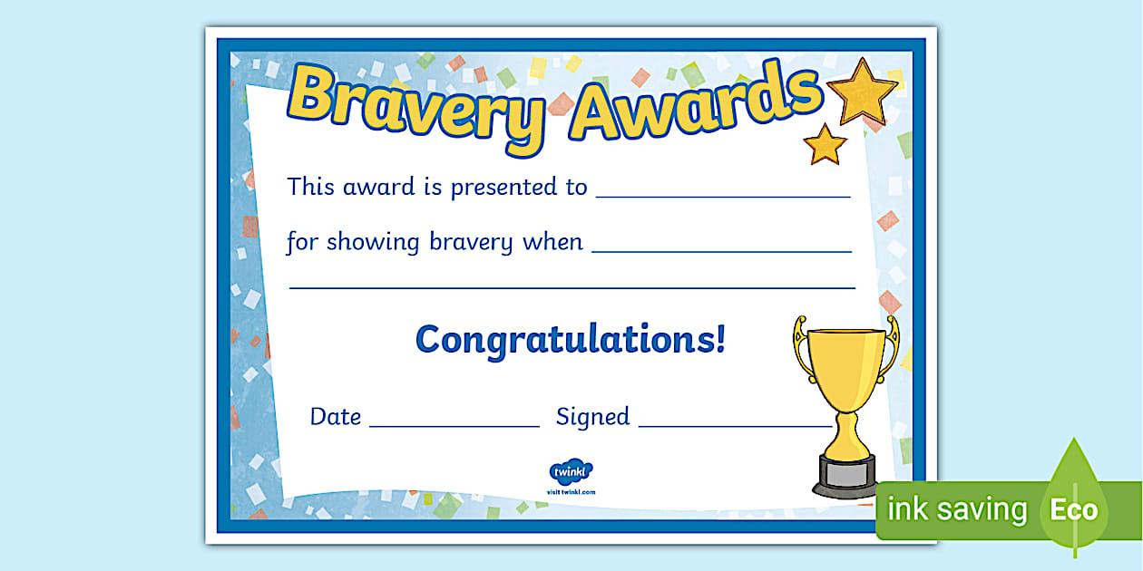 Bravery Certificate - Twinkl - KS2 (teacher made) - Twinkl