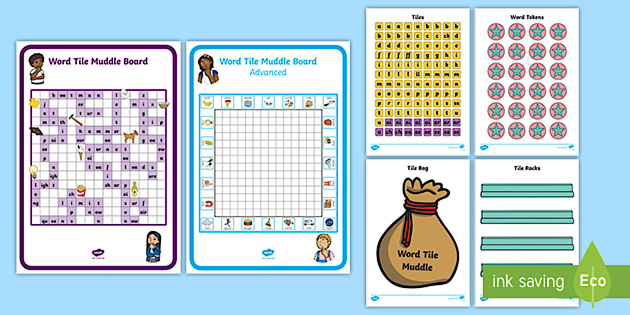 Phase 3 Word Tile Muddle Board Game (teacher made) - Twinkl